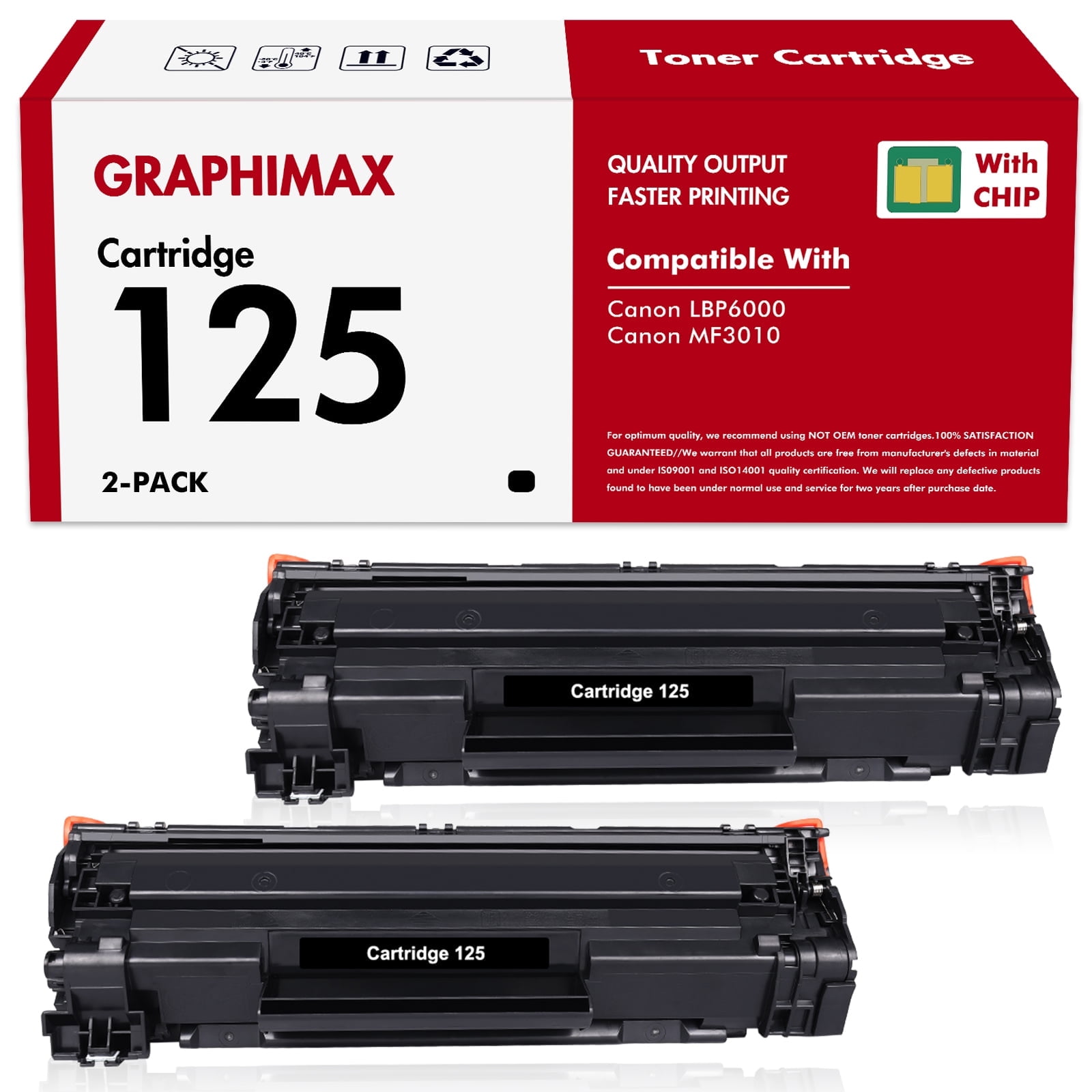 125 CRG-125 2-Pack Black Toner Cartridge Compatible for Canon Cartridge ...