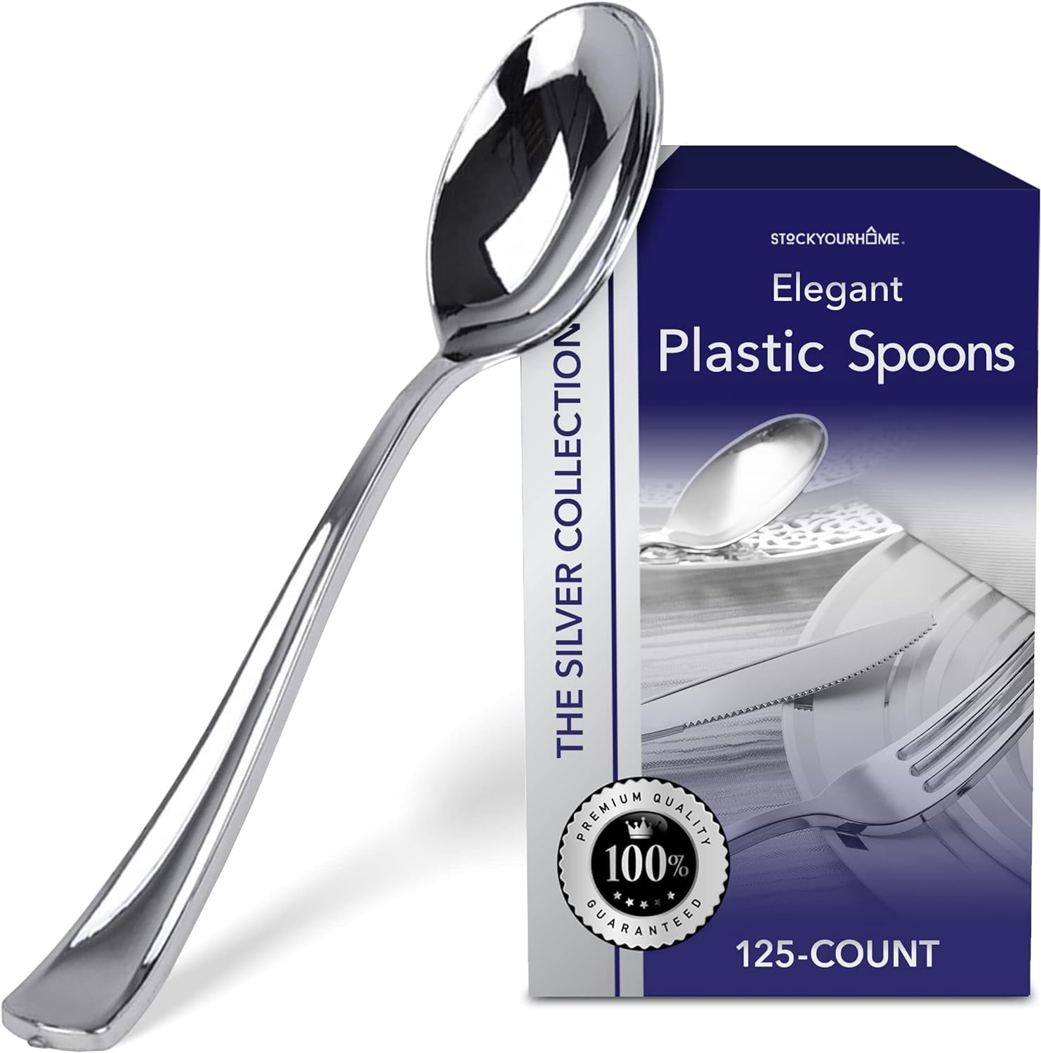 125 Disposable Heavy Duty Plastic Spoons, Fancy Silverware Looks Like ...