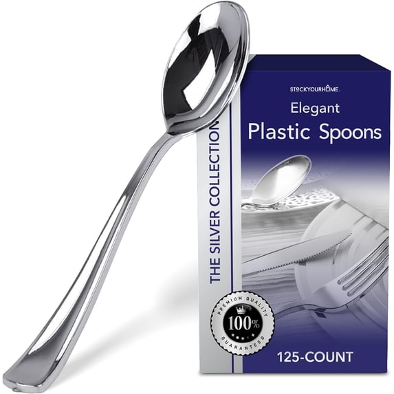 125 Disposable Heavy Duty Plastic Spoons, Fancy Silverware Looks Like ...
