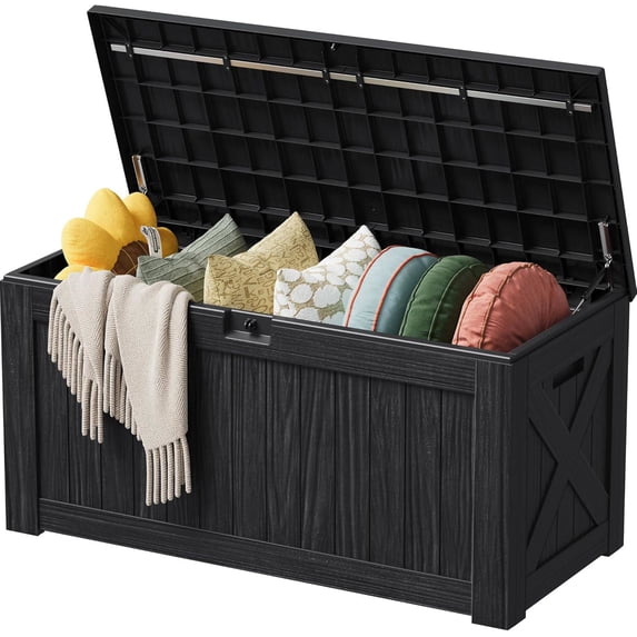 125-Gallon Outdoor Storage Box, Waterproof Resin Deck Box for Patio ...