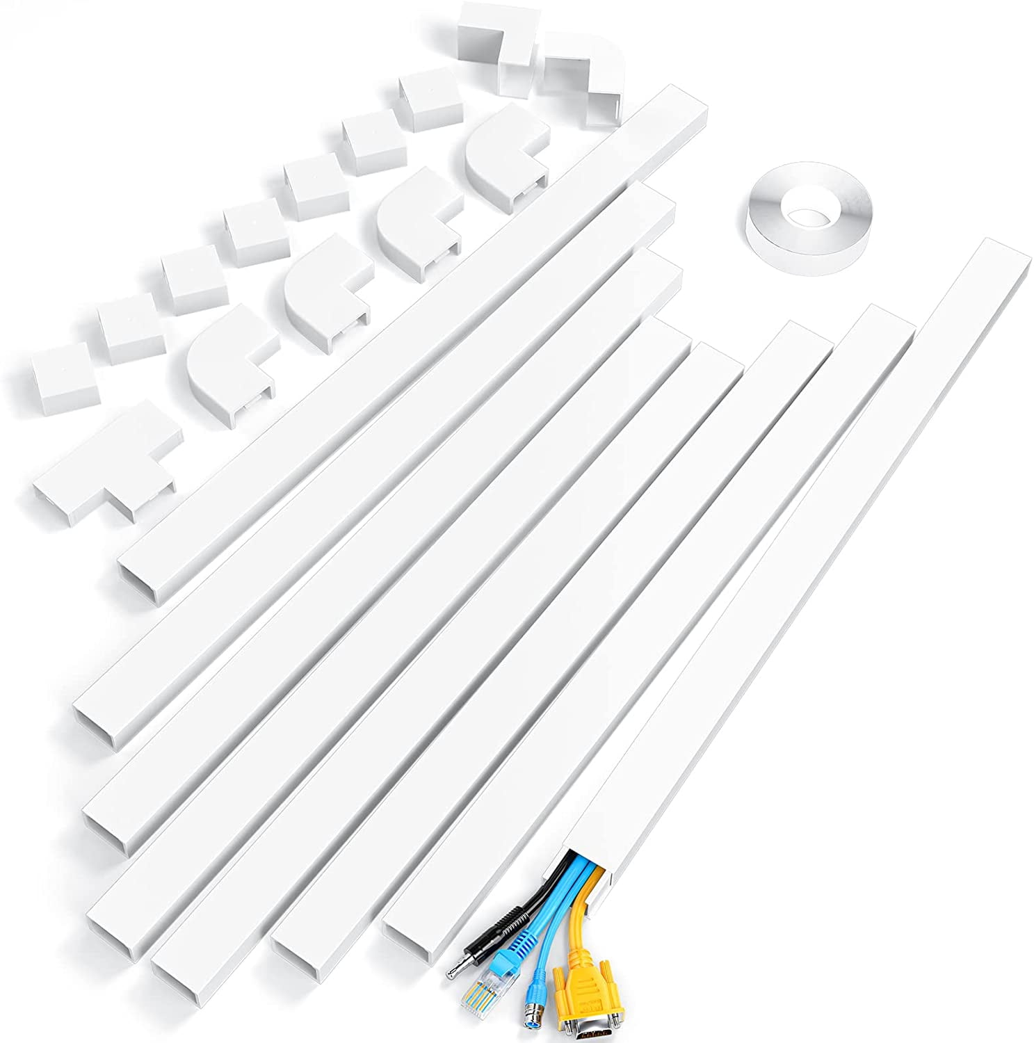 125" Large Cable Concealer - Paintable Cord Cover Wall Cable Management ...