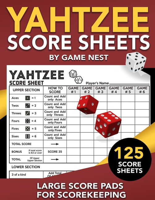 125 Large Score Pads for Scorekeeping 8.5 X 11 Yahtzee Score Cards ...