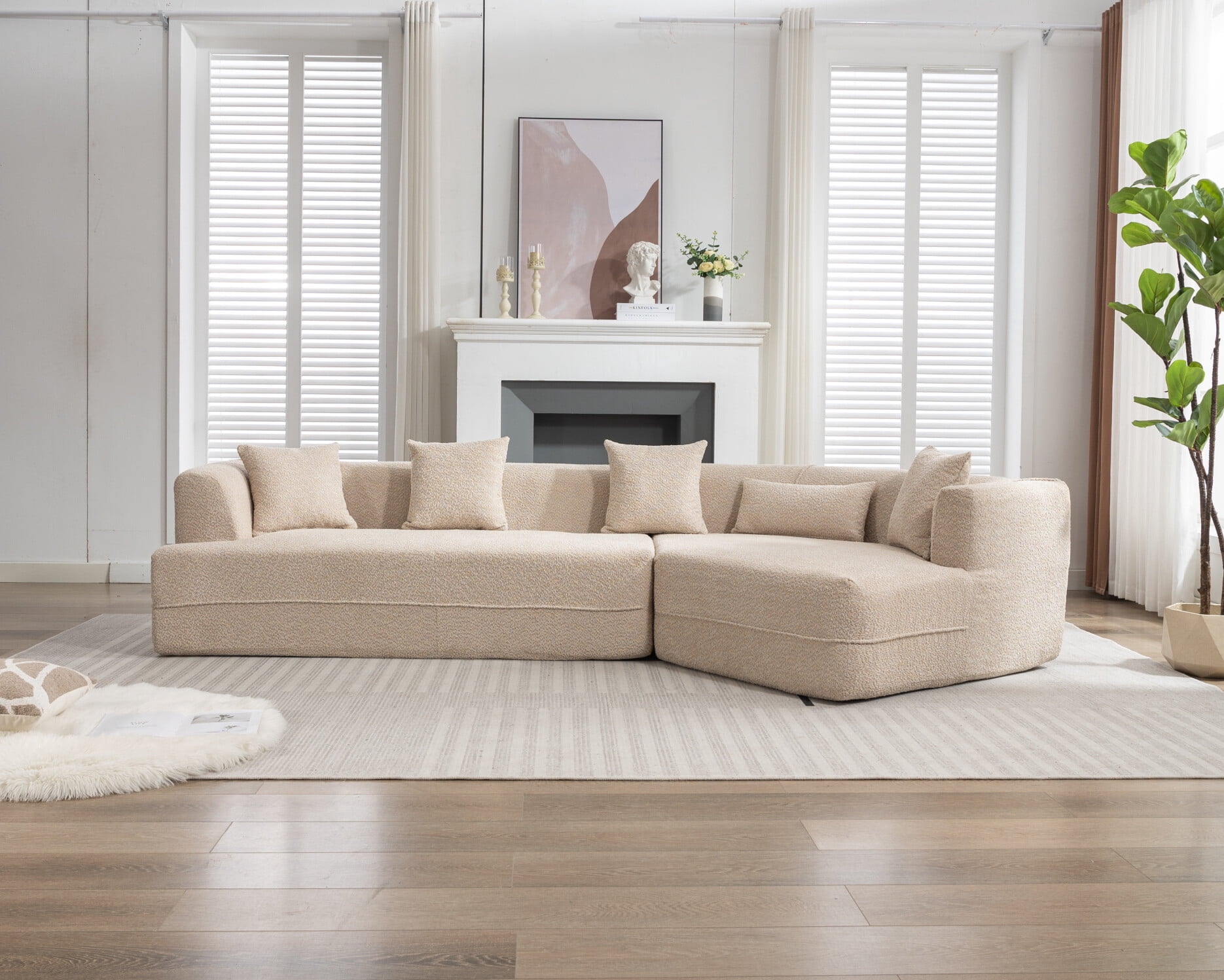 Walmart 125" Modular Sectional Couch Furniture, 2PC Living Room Set ...