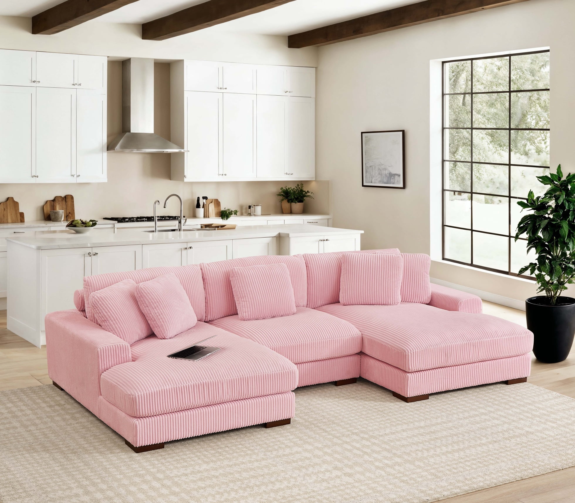 125'' Modular U-Shaped Sectional Sofa, Modern Corduroy Cloud Couch ...