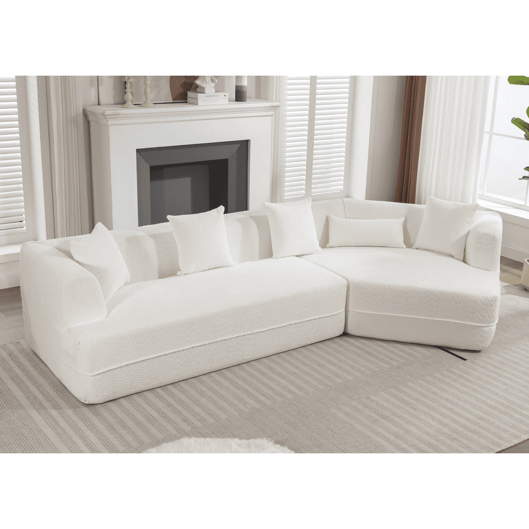 125" Oversized Modular Sectional Sofa, 2 Pieces Modern Boucle Couch Set ...