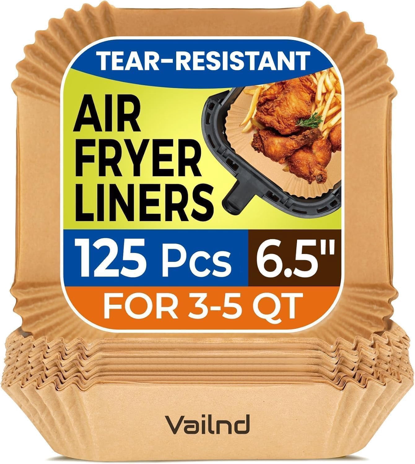 125 PCS Air Fryer Paper Liners, 6.5" Square Air Fryer Liners Disposable ...