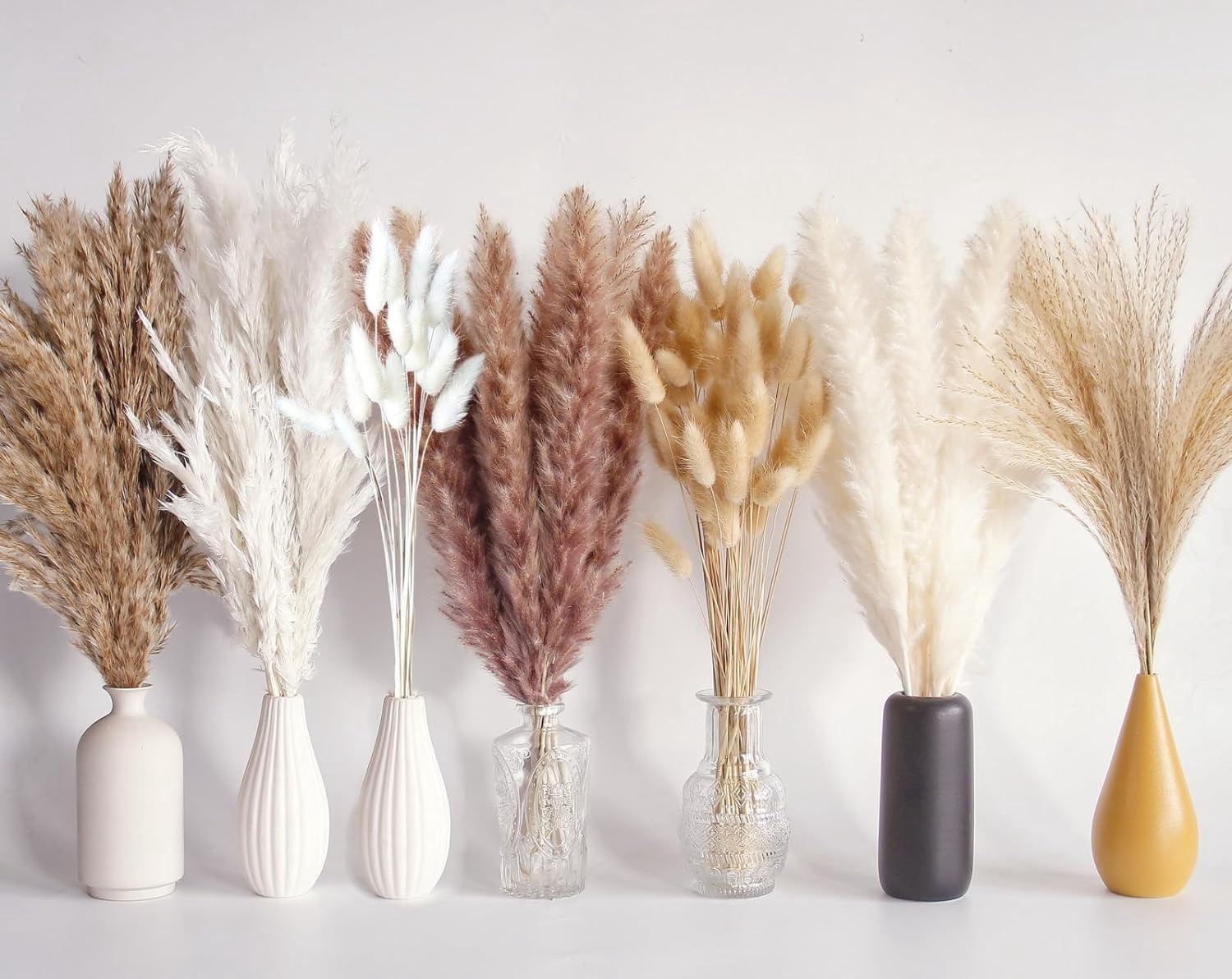 125 PCS Dried Pampas Grass Bouquet, Boho Table Decor, Bunny Tails Dried ...