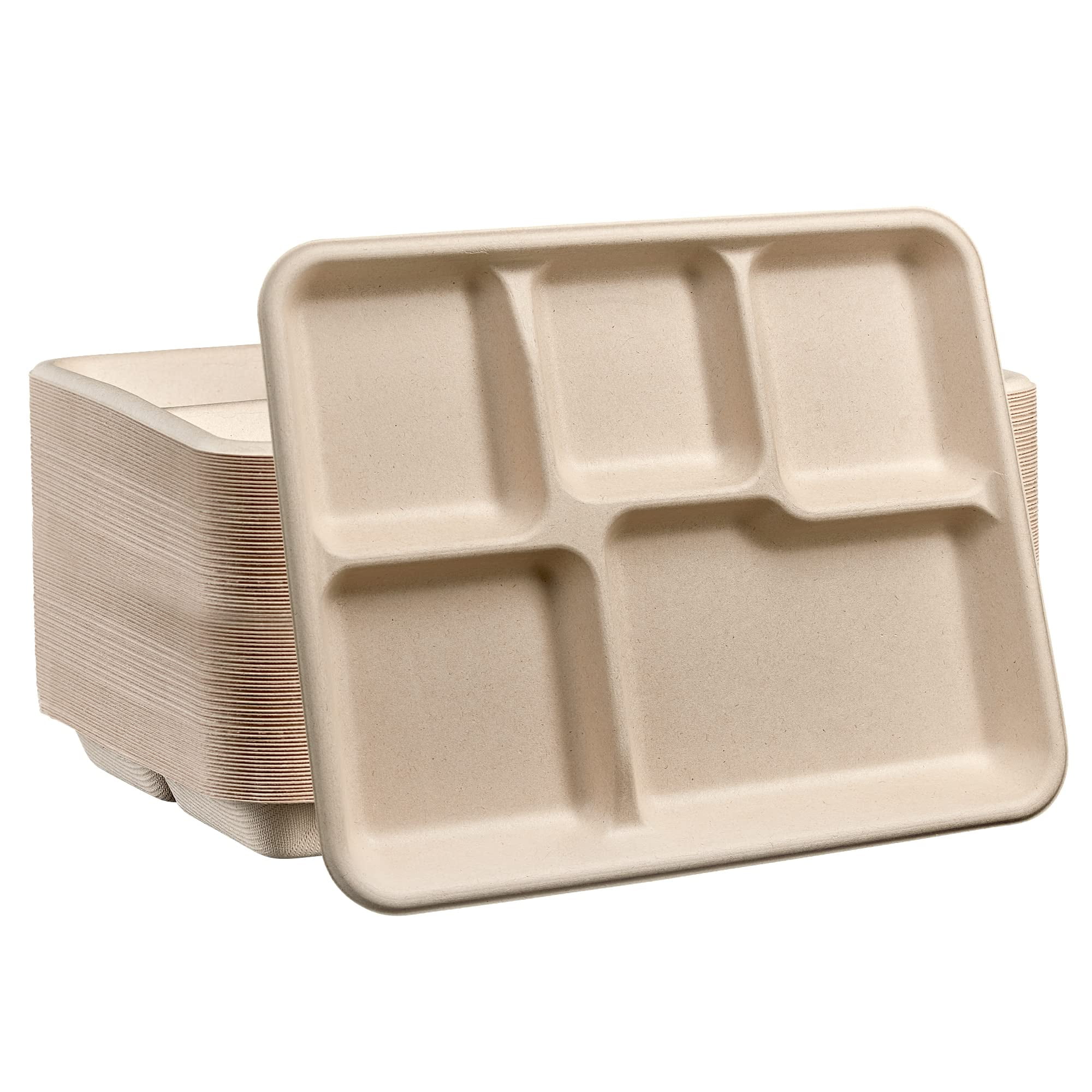 125 Pack 100% Compostable 5-Section Disposable Plates, 10 Inch Eco ...