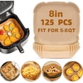 125 Pcs Air Fryer Liners, 8 Inch Square Non-Stick Parchment Paper ...