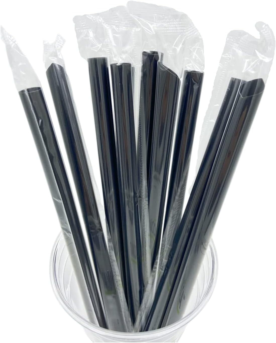 125 Pcs Black Jumbo, Disposable Boba Straw for Smoothies, Milkshakes ...