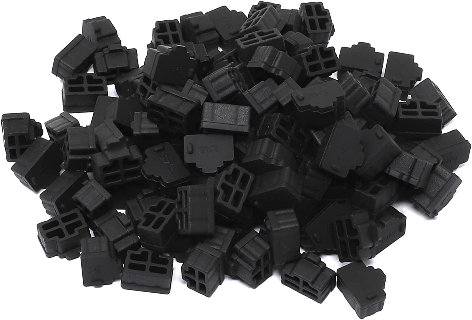 125 Pcs Black Silicone Ethernet Hub Port RJ45 Anti-Dust Cover Cap ...