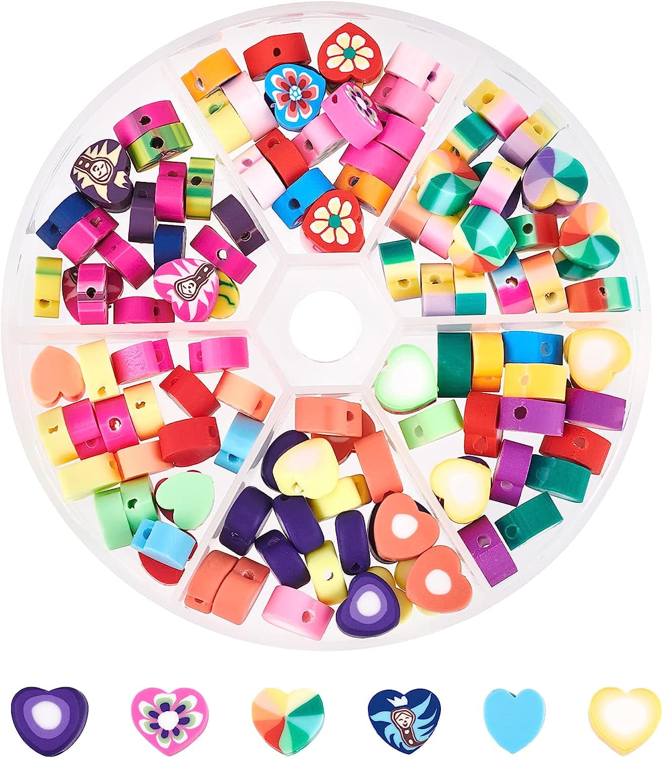 125 Pcs Polymer Clay Beads Heart Shape Handmade Polymer Clay Beads ...