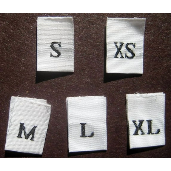125 Pcs Woven Clothing Sewing Labels - White Xs S M L Xl (25Pcs Each ...
