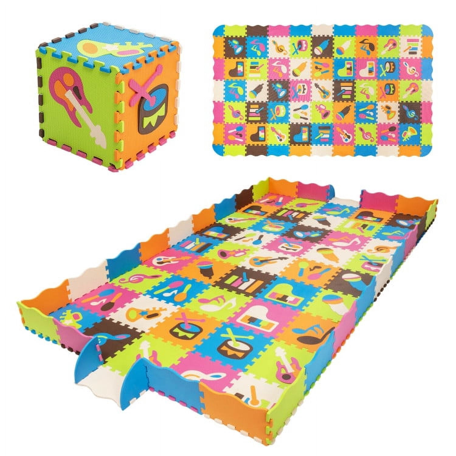 125 Pieces Baby Foam Interlocking Play Mat with Instruments Styles ...