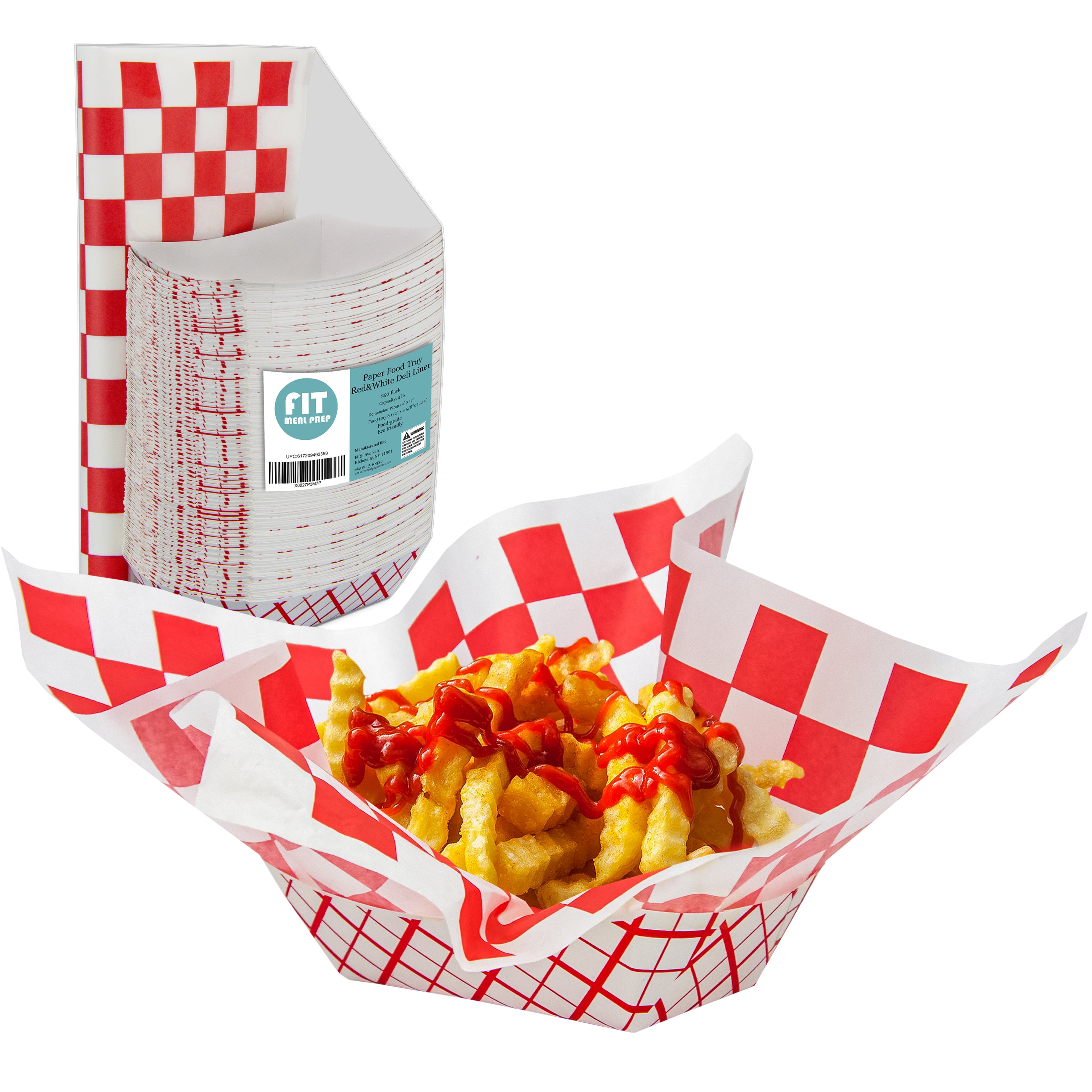 [125 Sheets and 125 Trays] Red and White Checkered 12x12 Inch Deli ...