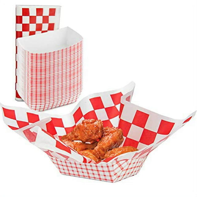 [125 Sheets and 125 Trays] Red and White Checkered 12x12 Inch Deli ...