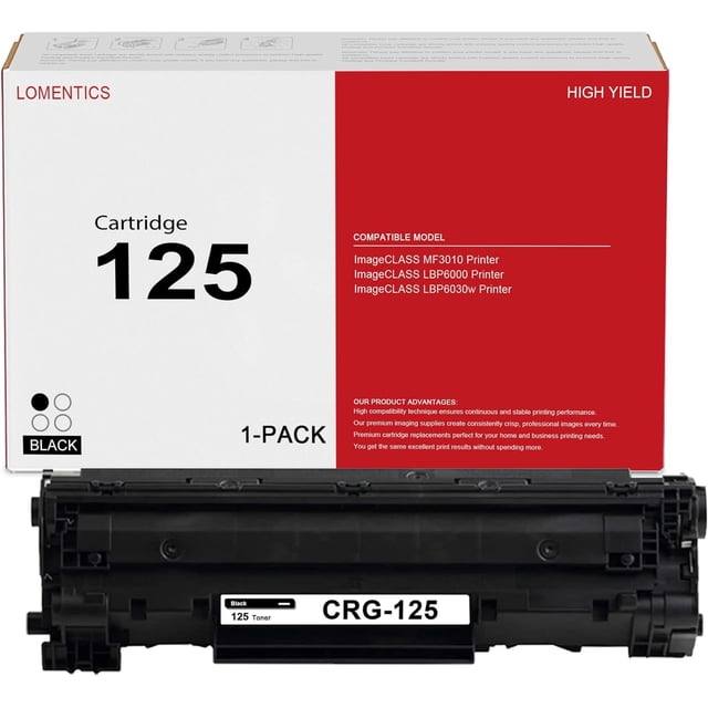 125 Toner Cartridge 1 Black 125 Toner Replacement for Canon 125 ...