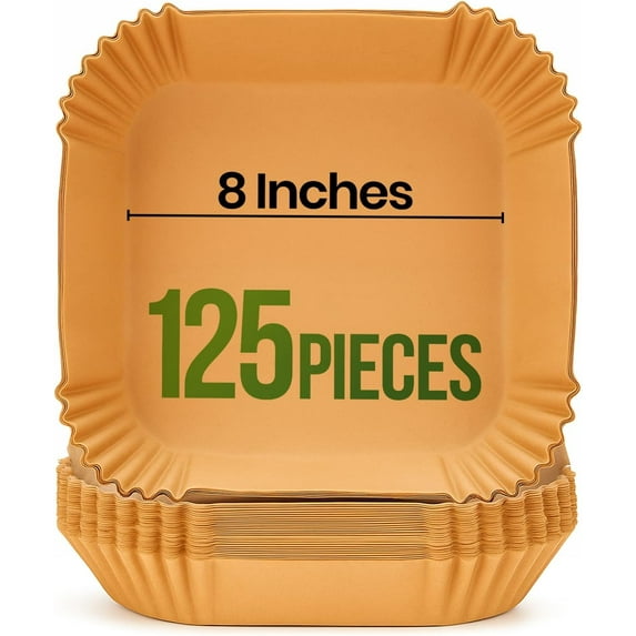 125 count Square Air Fryer Liners 8 Inch - Disposable Airfryer Basket ...