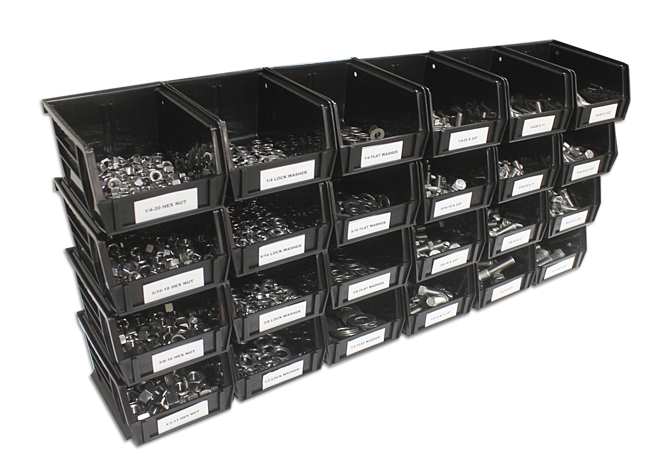 1250 Piece Grade 5 USS Coarse Thread Assortment with 24 Plastic Bins ...