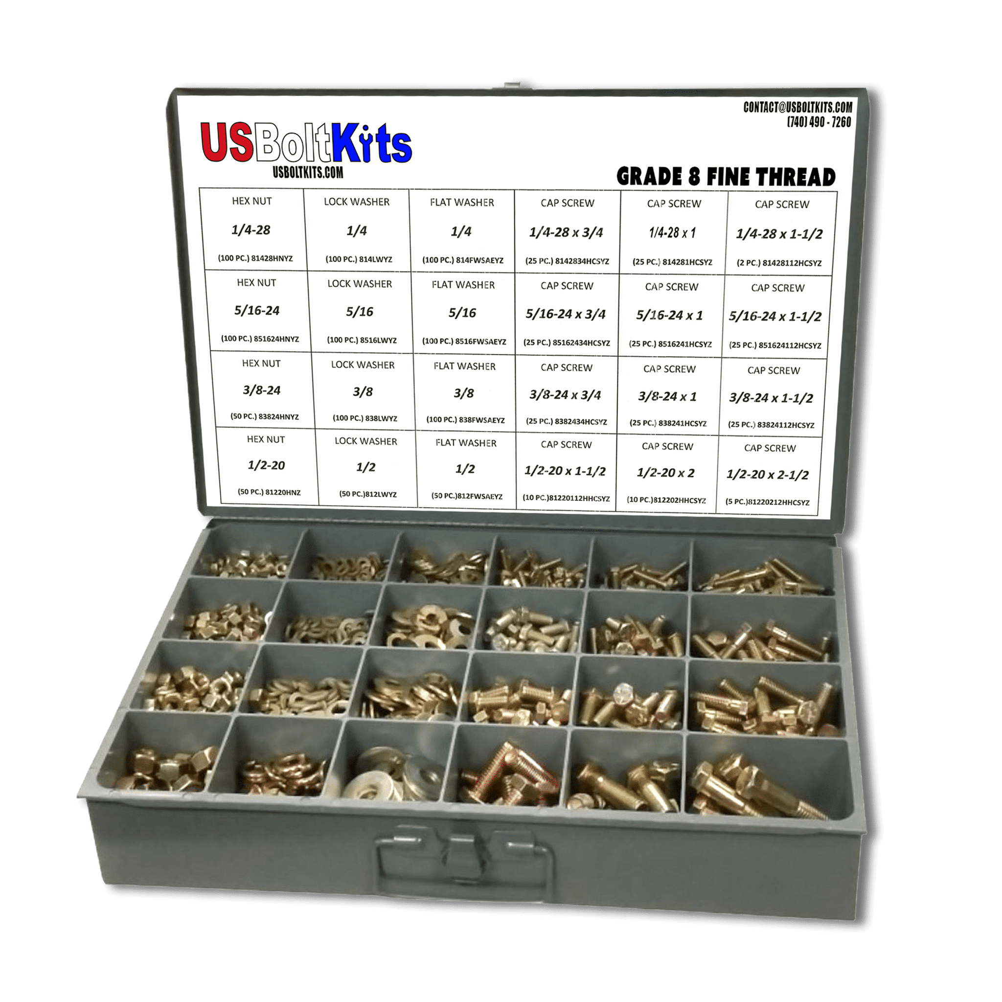 1250 Piece Grade 8 SAE Fine Thread Assortment - Walmart.com