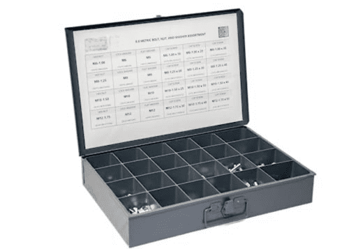 1250 Piece Metric 8.8 Nut, Bolt, and Washer Assortment with Coarse Thread Hex Head Cap Screws ...