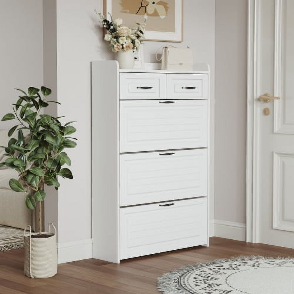 1250 White color shoe cabinet with 3 doors 2 drawers,large space for ...