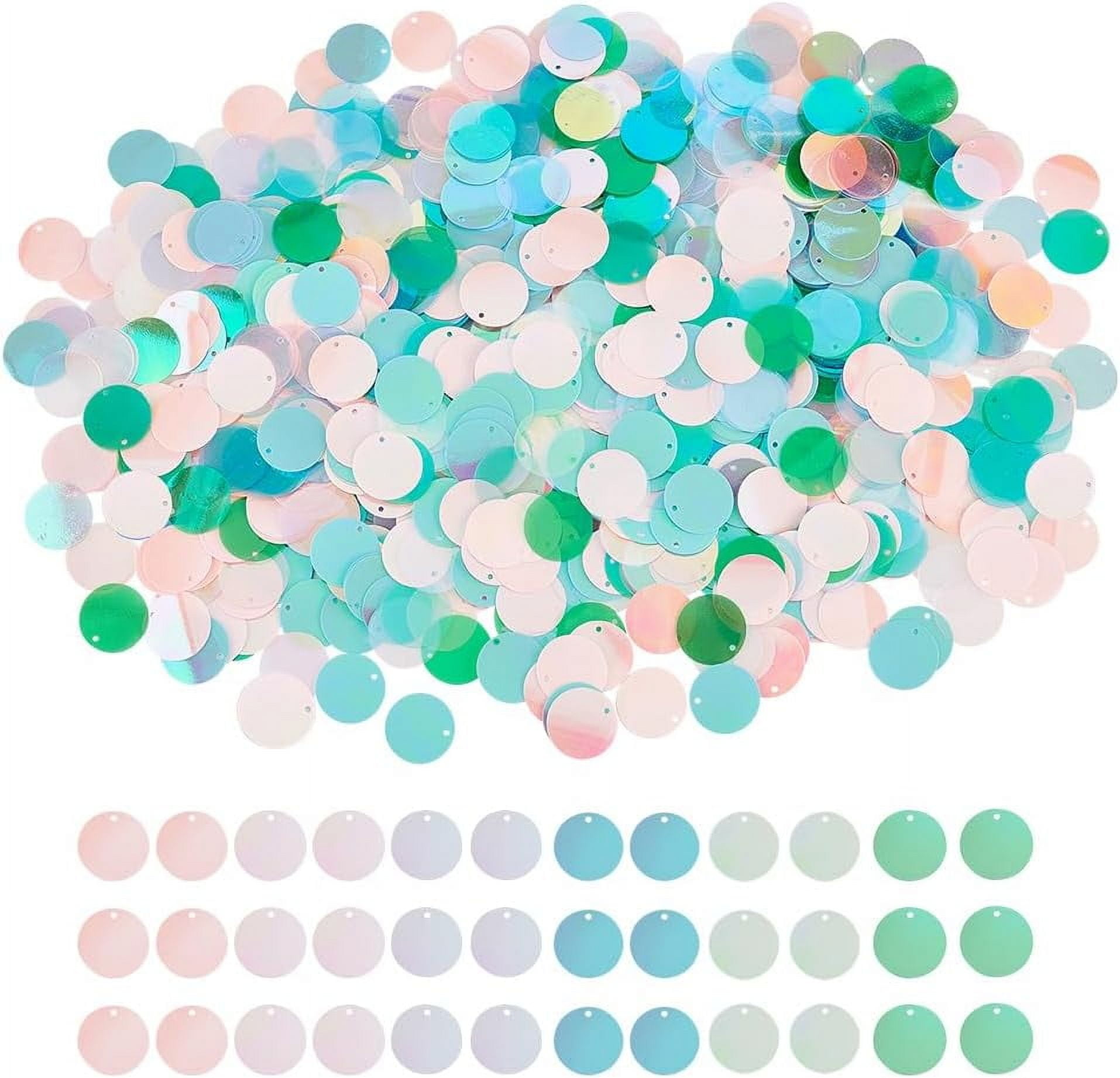 1250Pcs 7 Color Large Sequins with Hole PVC Laser Round Paillettes 0.8 ...