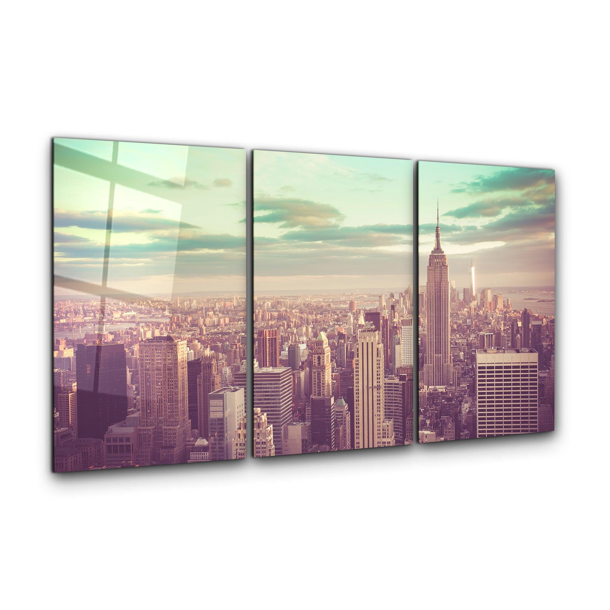 "NY Retro Filter - Trio"Glass Wall Art - Walmart.com