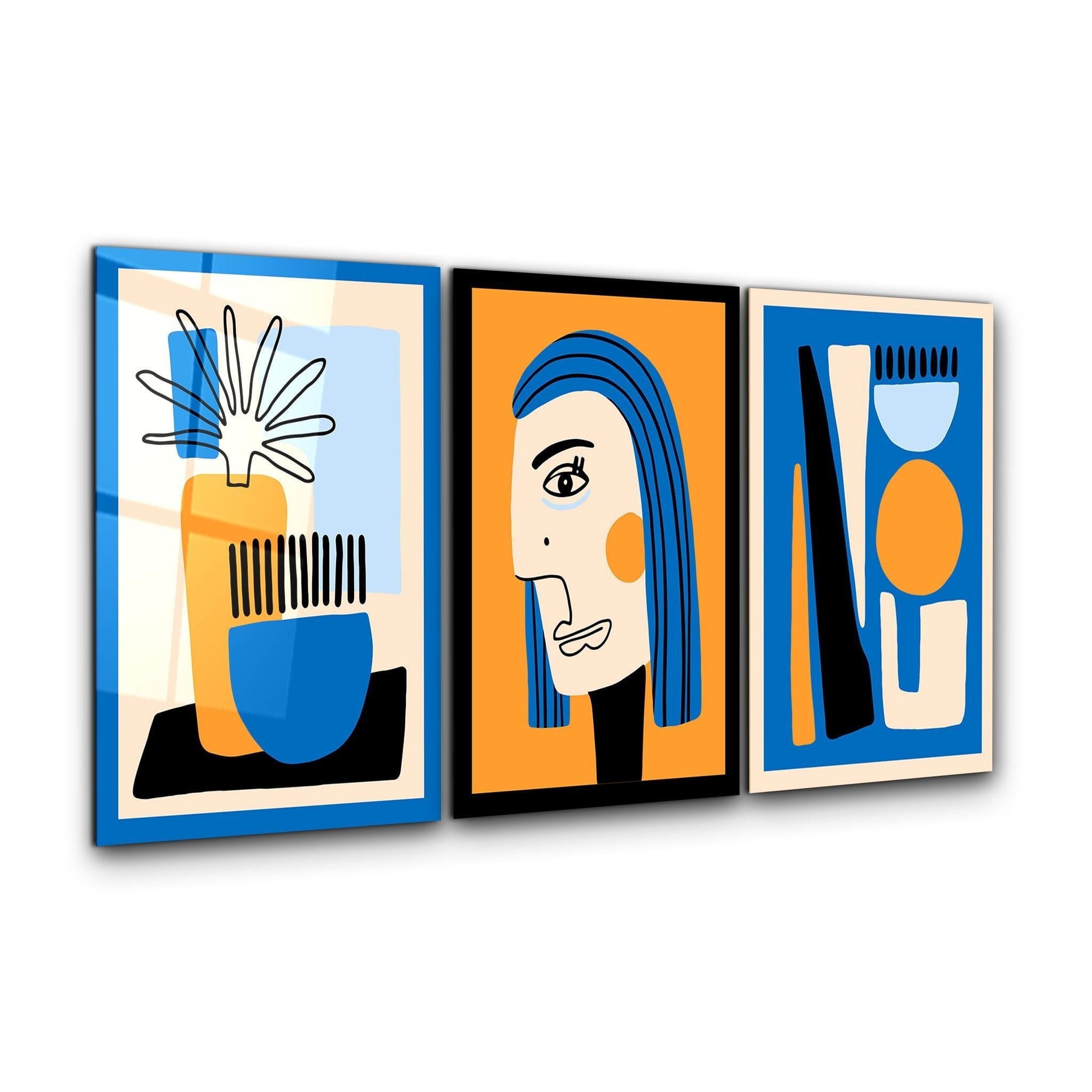 Picasso Style Abstract - Trio"・Glass Wall Art - Walmart.com