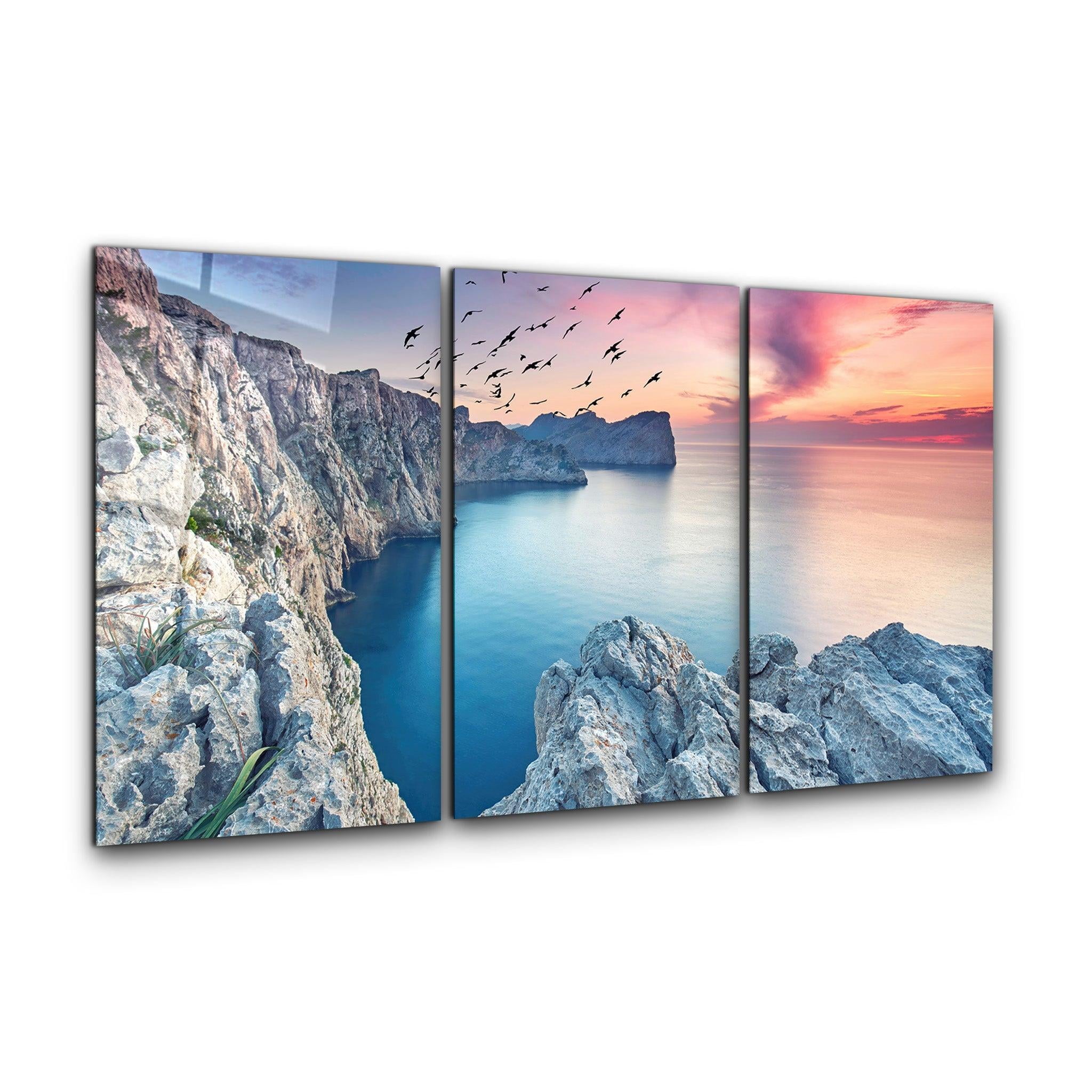 RED SUNSET - Trio"・Glass Wall Art - Walmart.com
