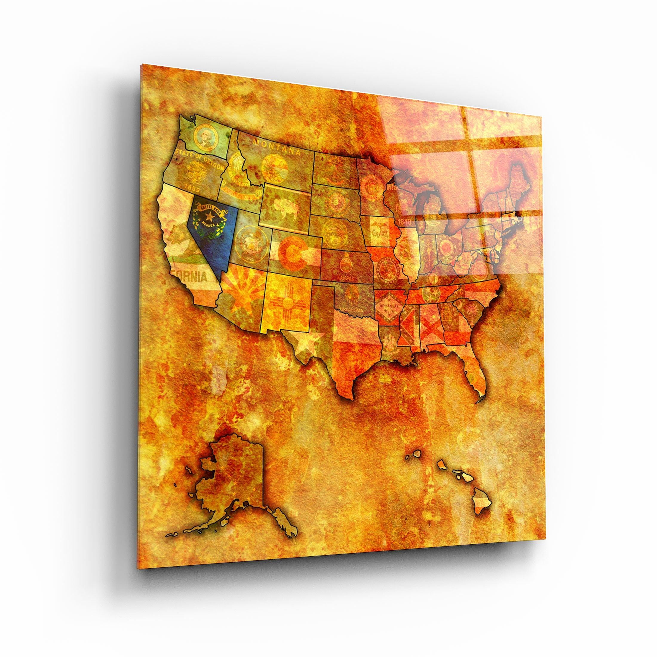"Vintage Map US - Nevada"Glass Wall Art - Walmart.com