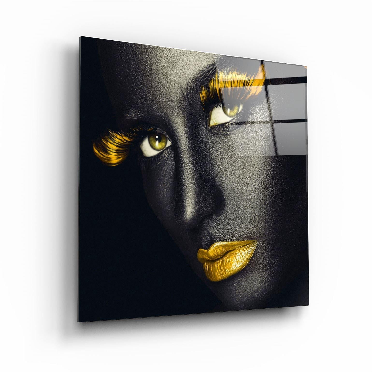 Yellow Lips and Eyes"・Glass Wall Art - Walmart.com