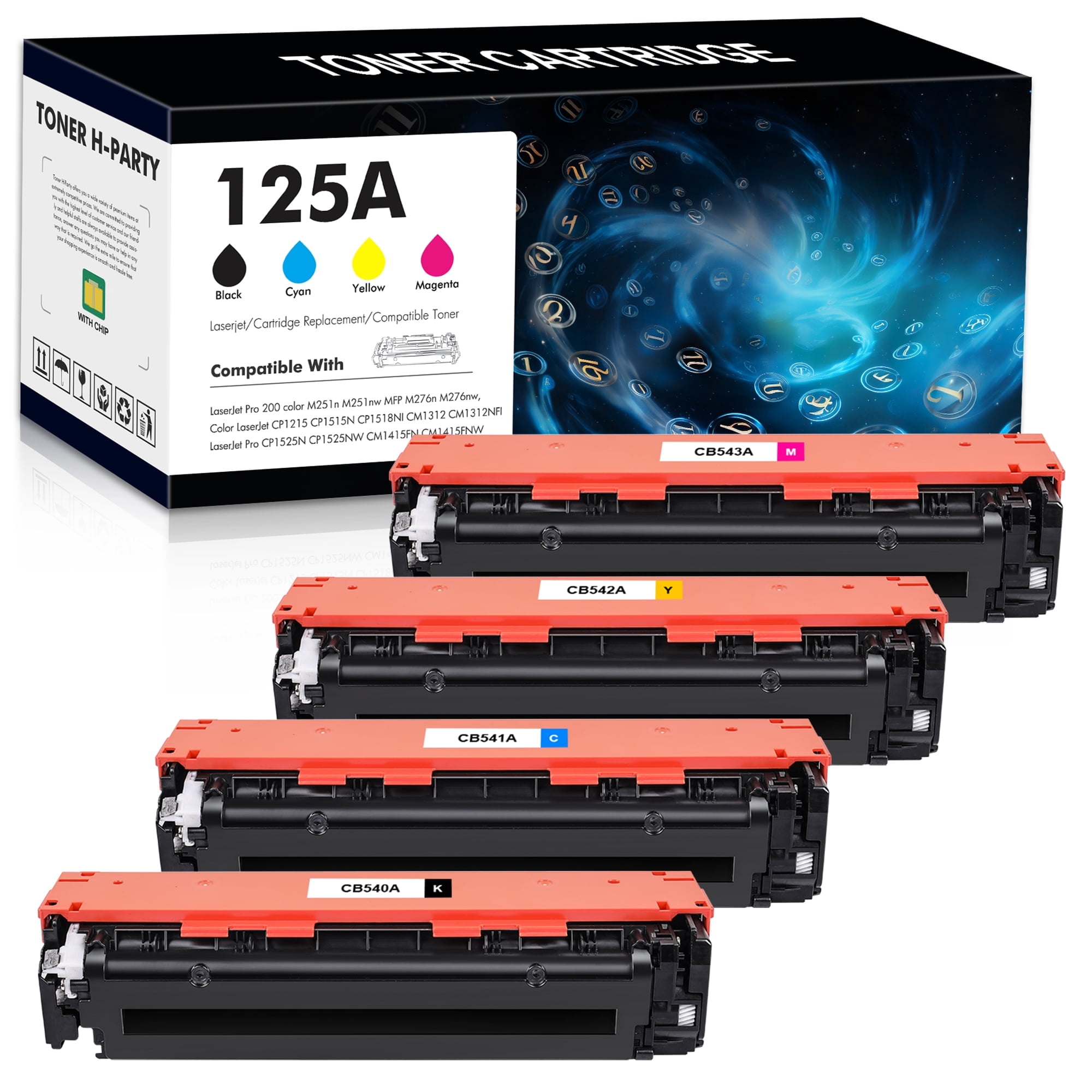125A Toner Cartridge Compatible for HP 125A CB540A CB541A CB542A CB543A ...