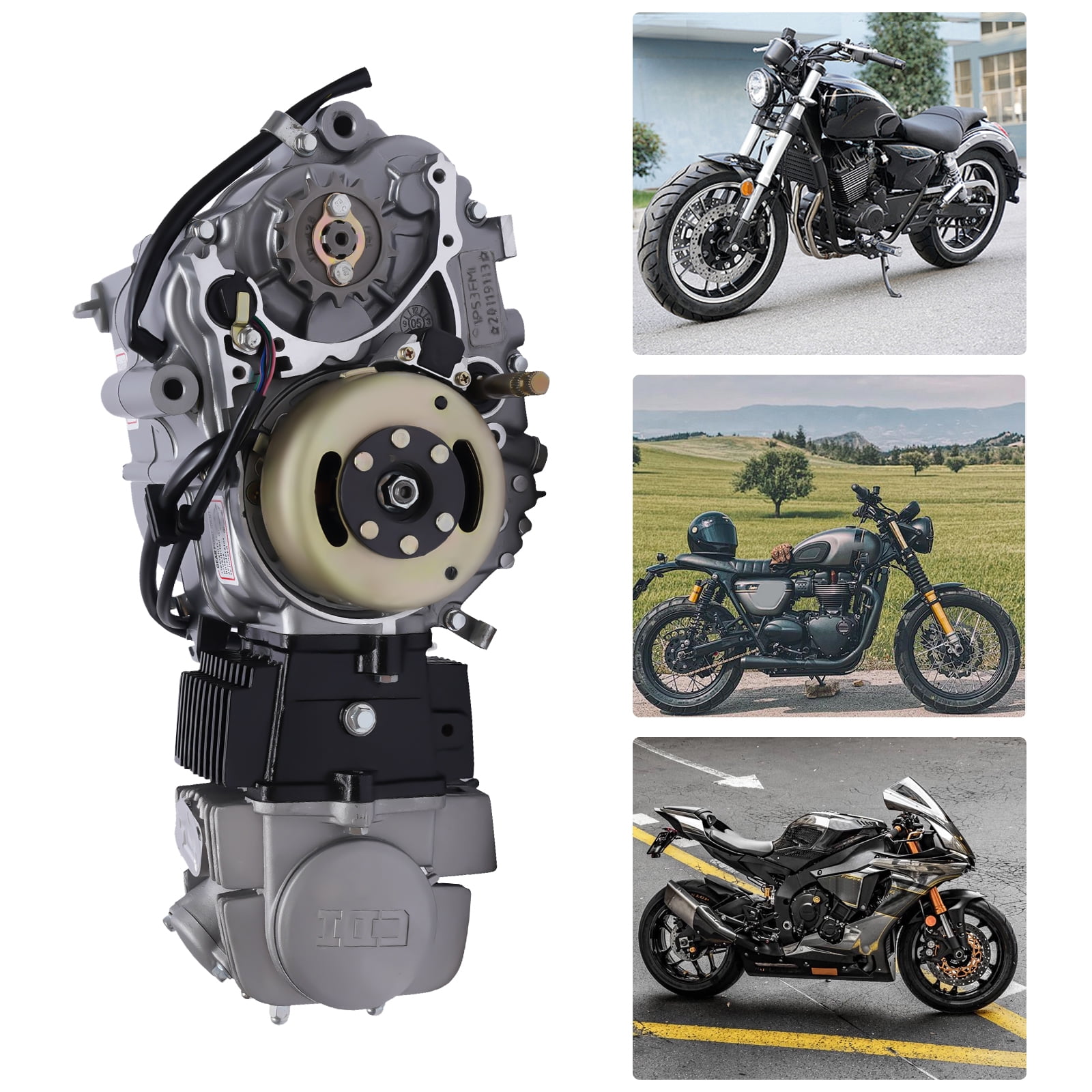 125CC 4-Stroke Engine Motor Manual Clutch with Wiring, Single Cylinder Pit Dirt Bike ATV Quad ...