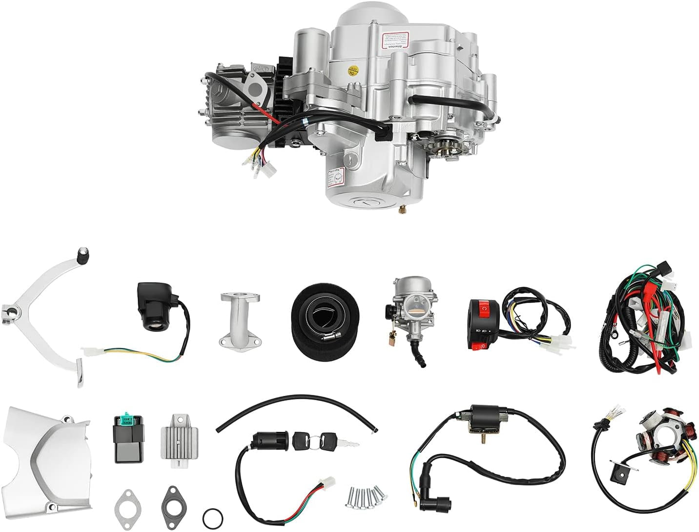 125CC 4-Stroke Gasoline Engine Motor- Kick-Starter Semi Auto Motorcycle Engine Motor w/Air ...
