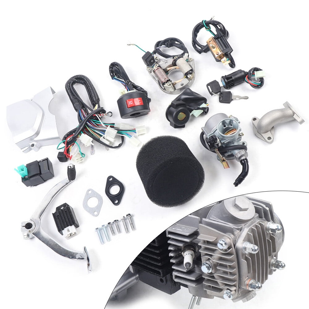 125CC Engine Kit Complete with Carb Air Filter, Electric Start Motor for Pit Bike Go Kart ATV ...