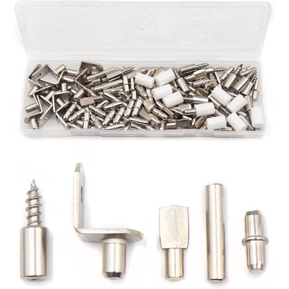 125Pcs Shelf Pins Kit, 5 Styles Nickel Plated Shelf Support Pegs ...
