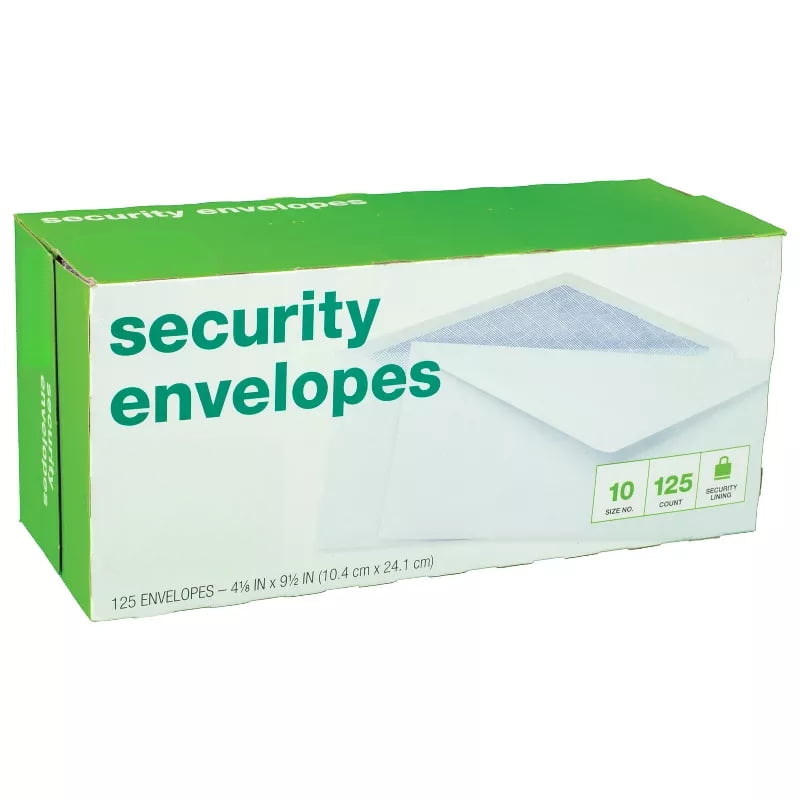 125ct 4" x 9.5" Security Envelopes White - ub&ub: Business Mailing ...