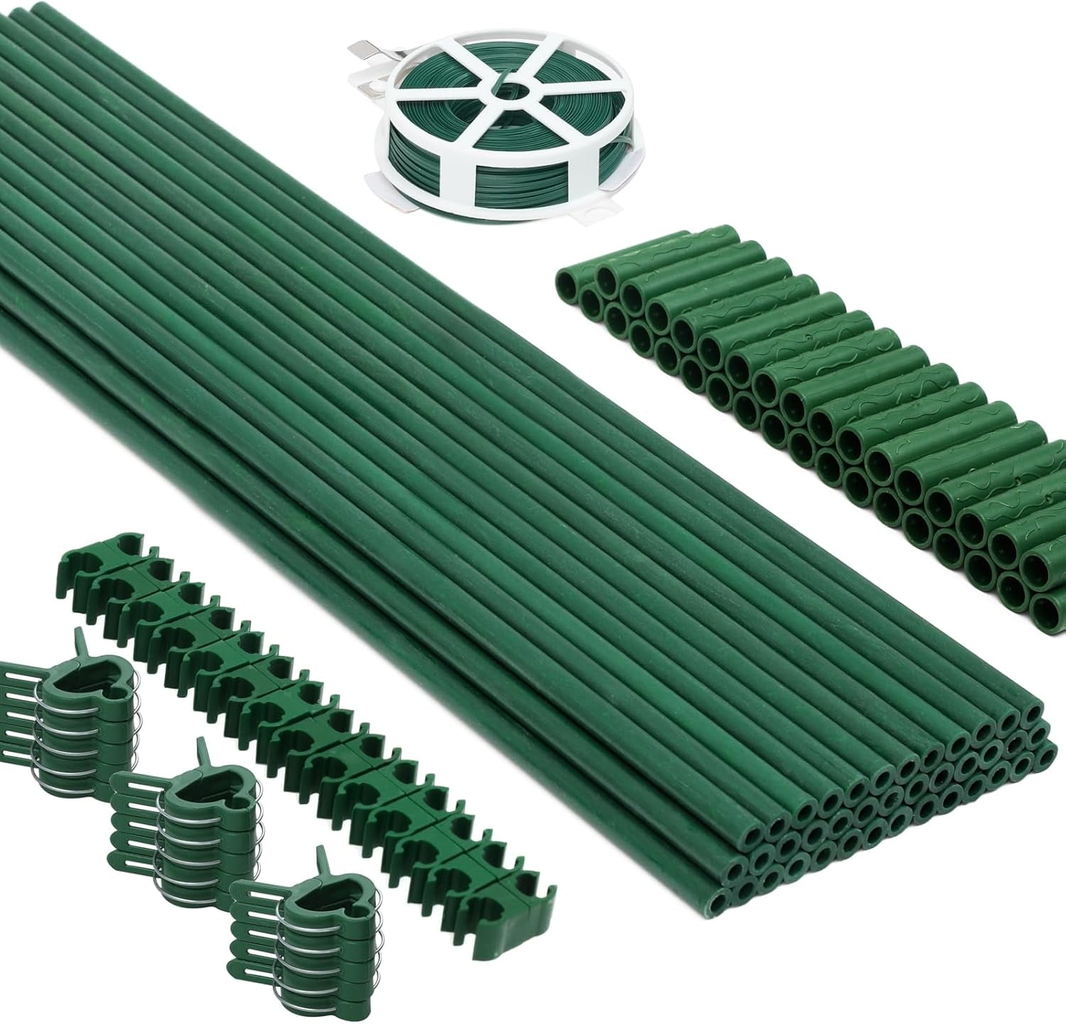125pcs Garden Stakes Kit: Includes 40 Sets of Fiberglass Plant Sticks ...
