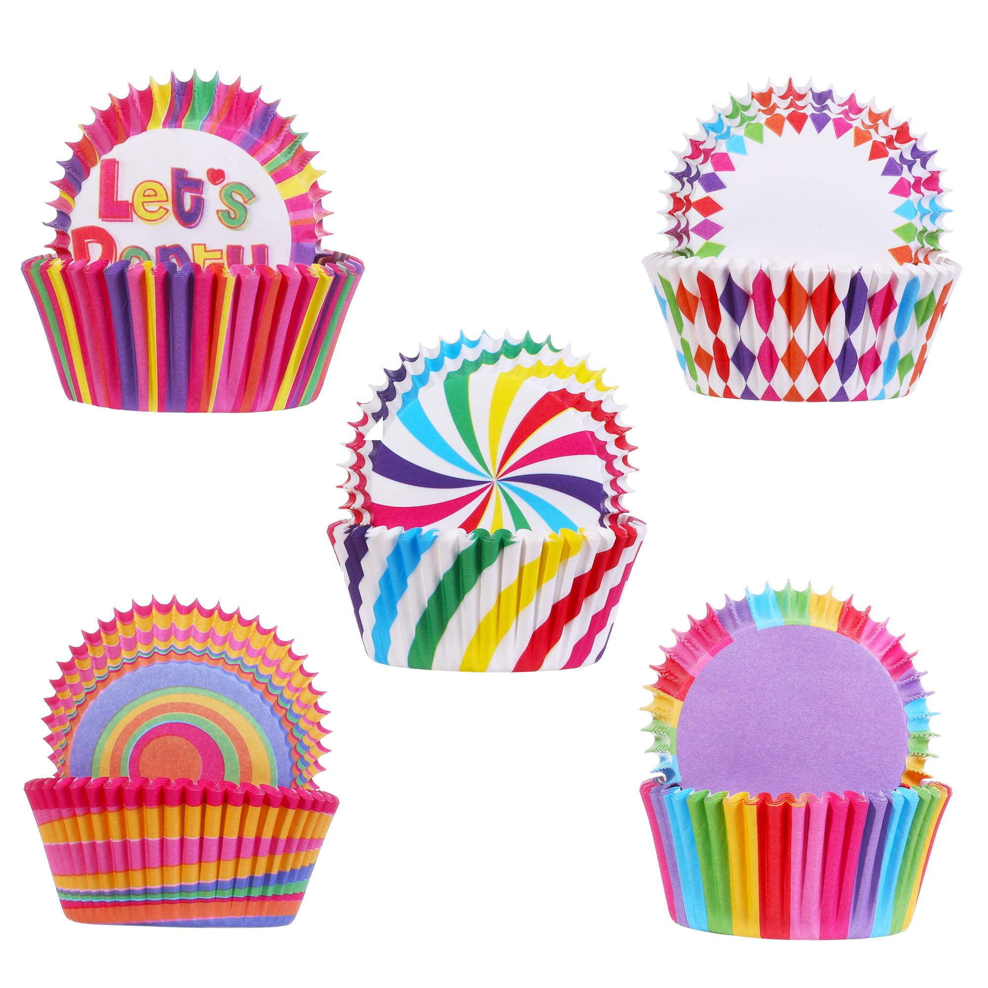 125pcs Rainbow Muffin Liners Standard Size Cupcake Wrappers Colorful ...