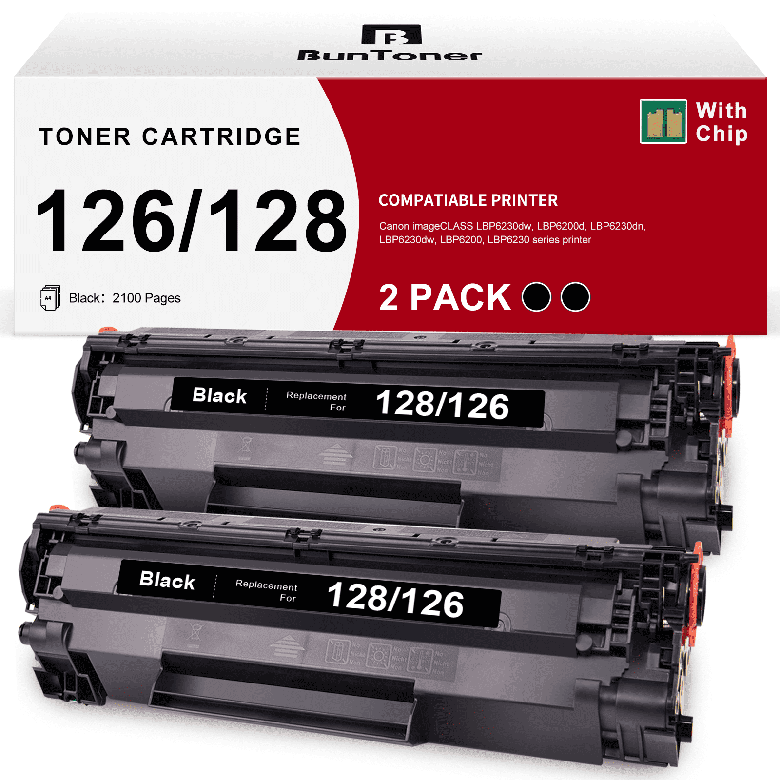 BUNTONER 126 128 Toner Cartridge 2pk Compatible with Canon CRG126 ...