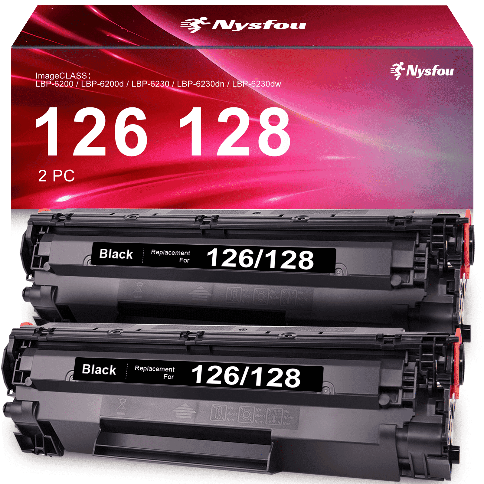 126 128 Toner Cartridge for Canon 126 128 Black Toner Cartridge (2 Pack ...
