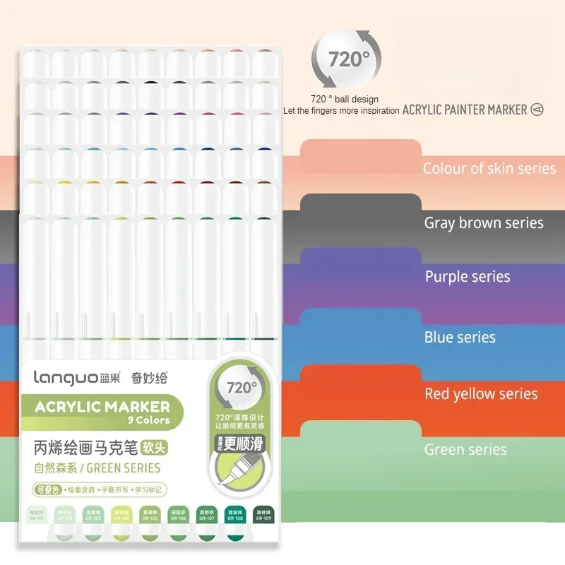 126/9 Colors Direct Liquid Acrylic Paint Pens Brush Marker for Rock ...