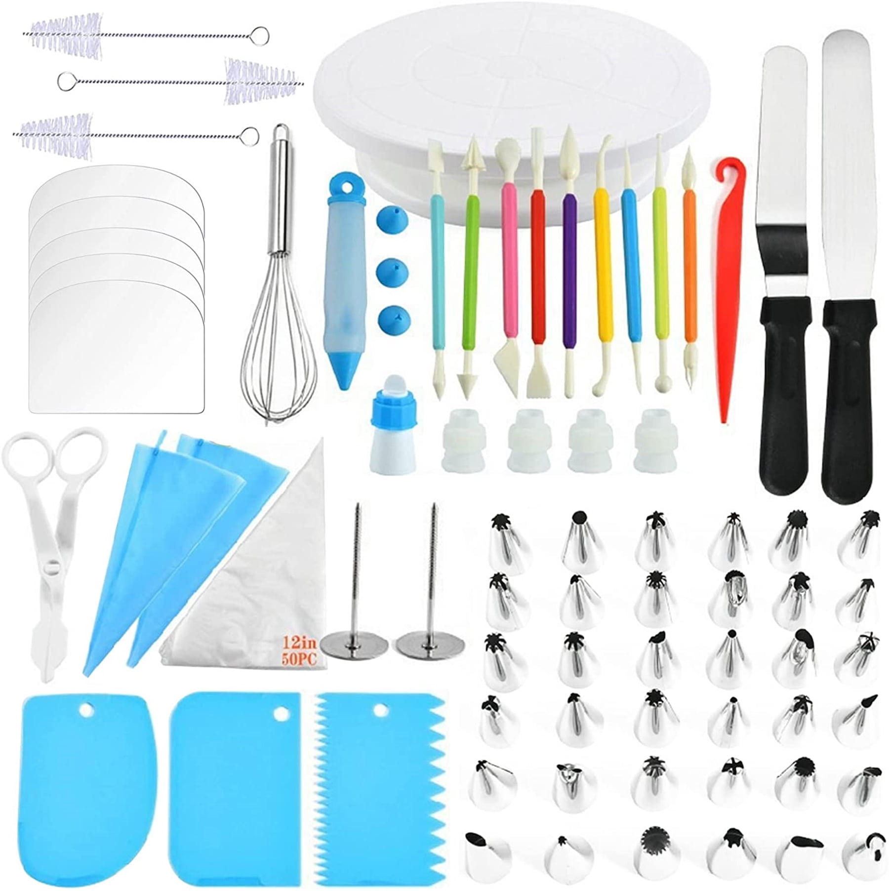 126 PCS Cake Decorating Supplies Cake Turntable Set Rotating Cake ...