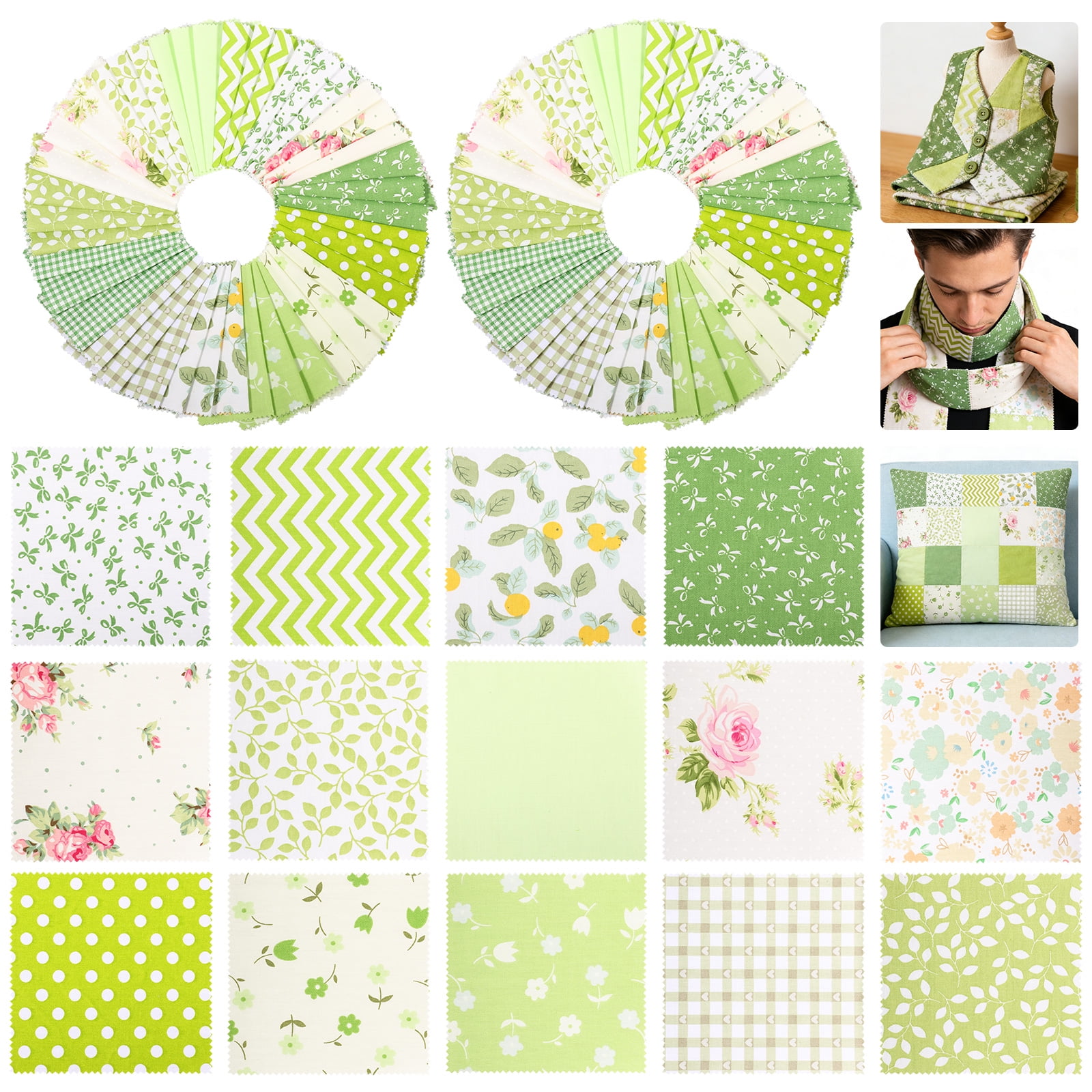 126 Pcs Cotton Fabric Bundles 5x5 Inch Cotton Fabric Squares Pre-Cut ...