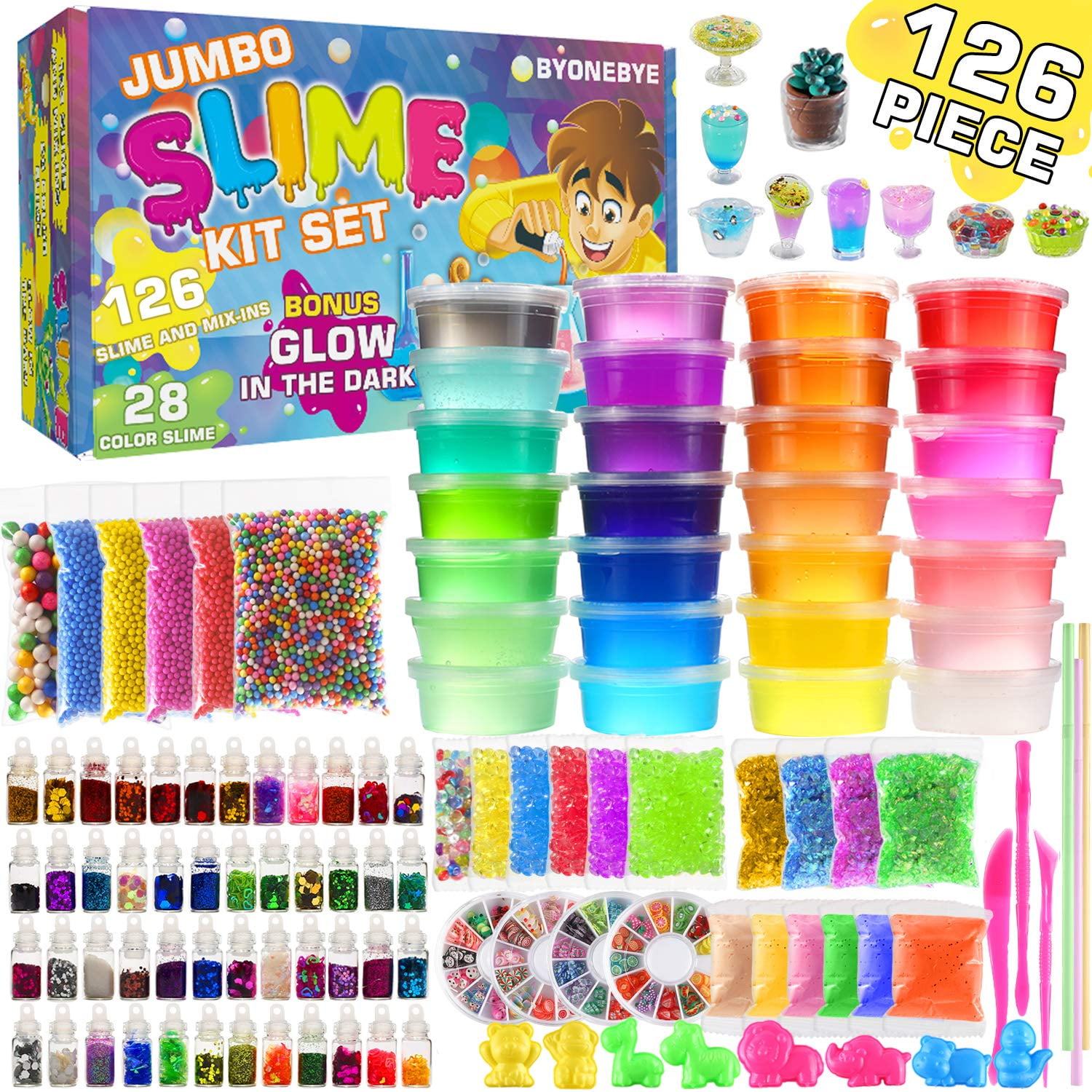 ToyHub Craft Toy: 126 Pcs DIY Slime Kit for Kids 5+ with 28 Crystal ...