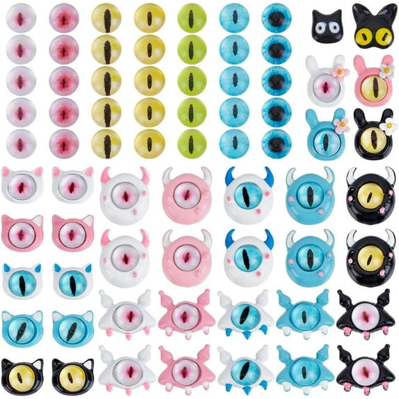 126 Pcs Devil Eyes 3D Nail Charms 28 Styles Alloy Nail Cat Shape Cabochons Eyes Cabochons ...