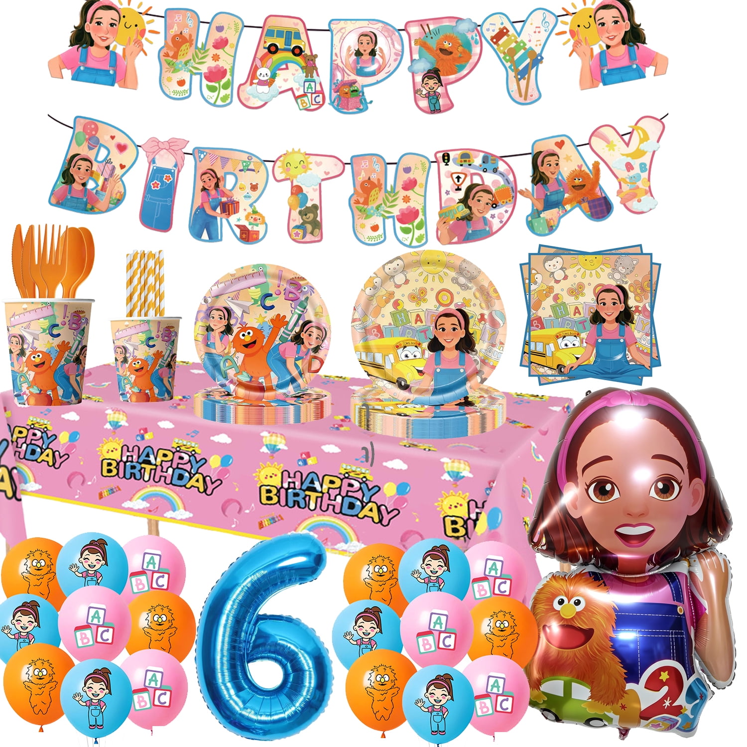 126 Pcs Ms Birthday Party Decoration Rachel Set Banners ,Tablecloth ...