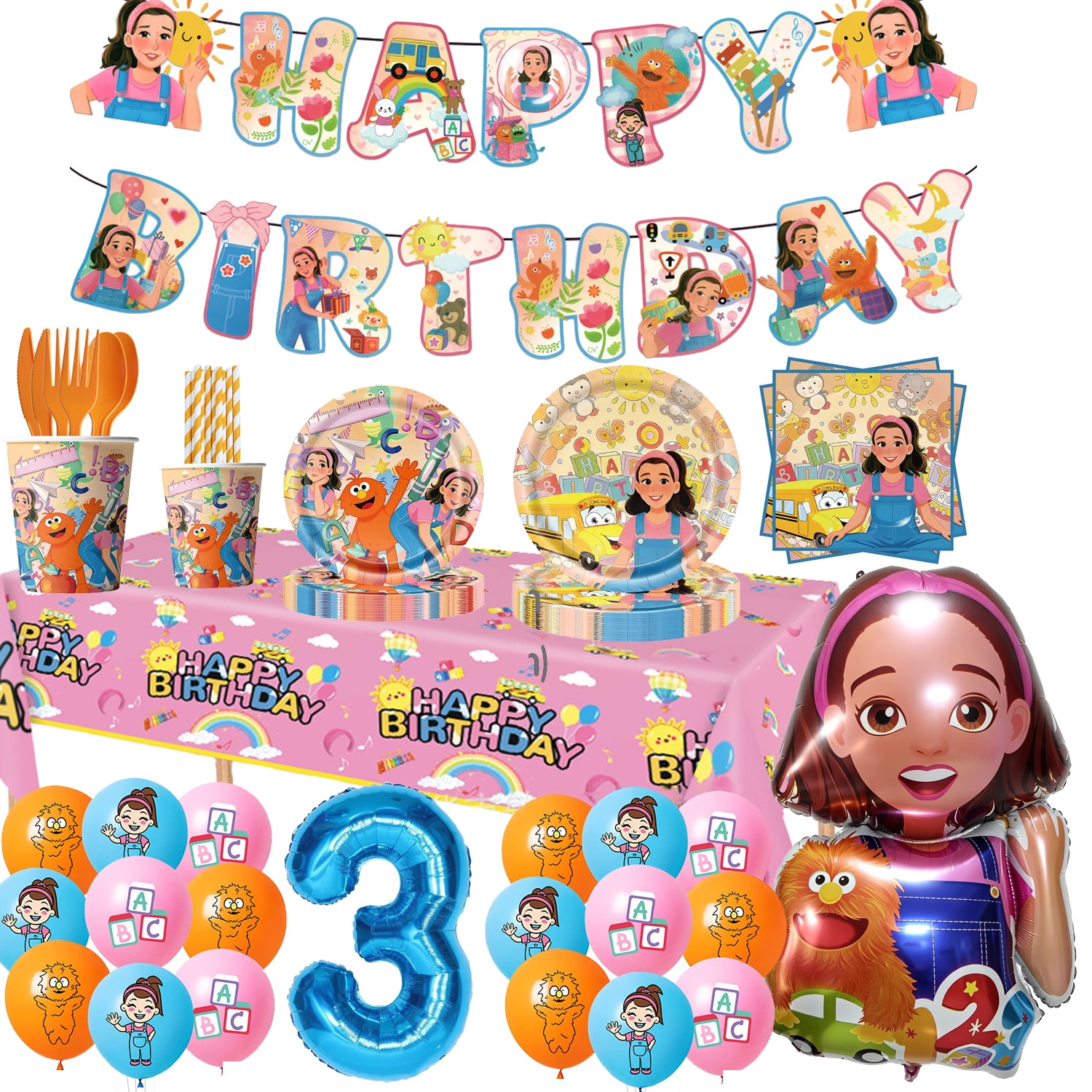 126 Pcs Ms Birthday Party Decoration Rachel Set Banners ,Tablecloth ...