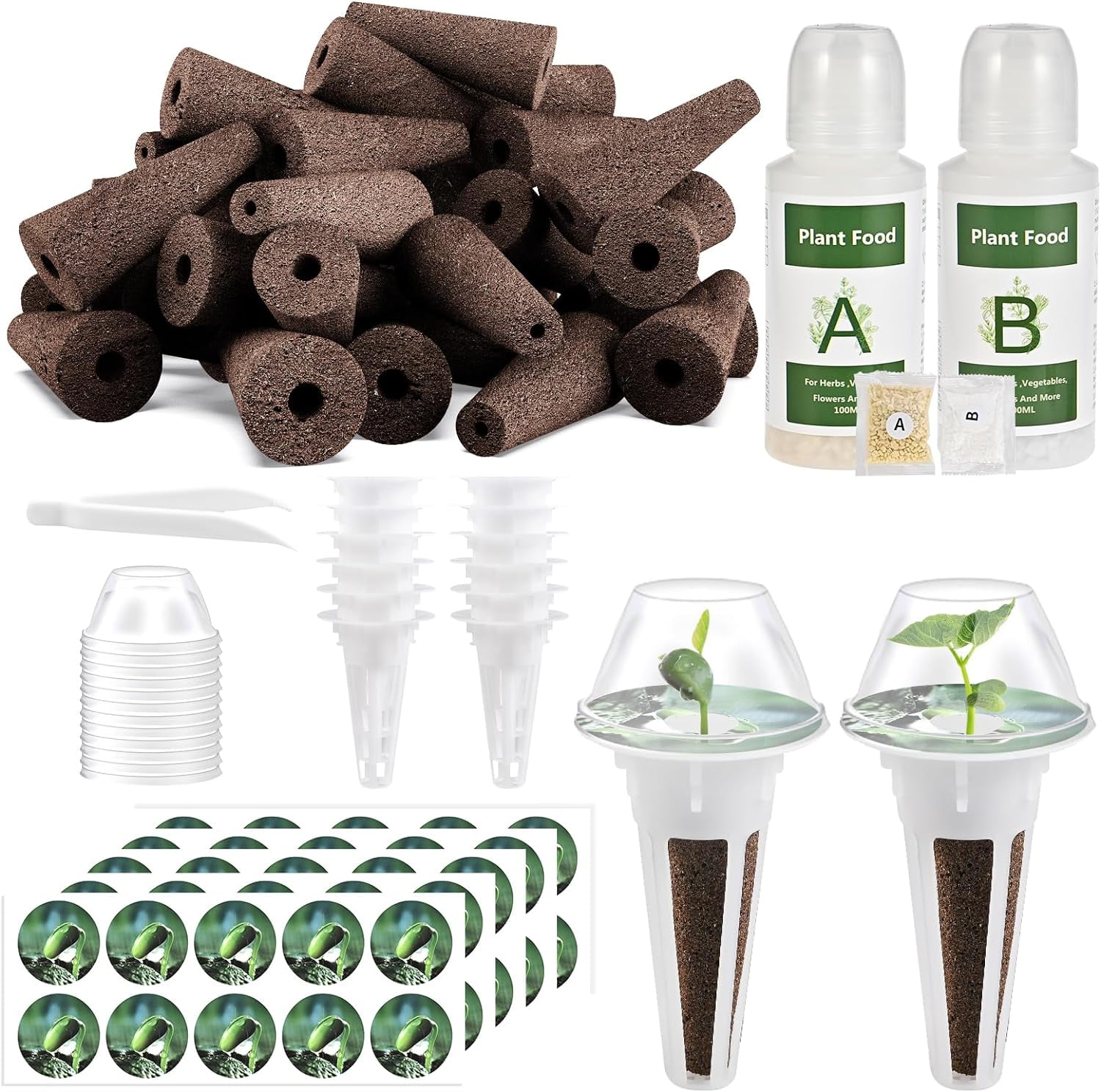 126 Piece Hydroponic Pods Kit: Grow Anything with 30 Grow Sponges, 30 ...